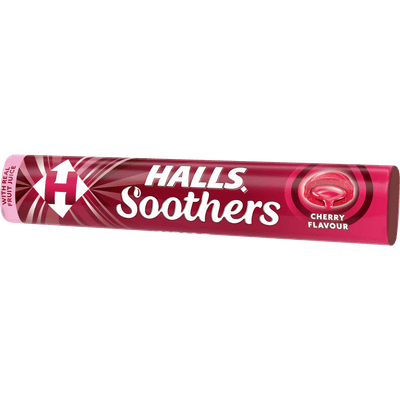 Halls Candy Logo Cherry Flavoured Halls Soothers Medicated Sweets 45g